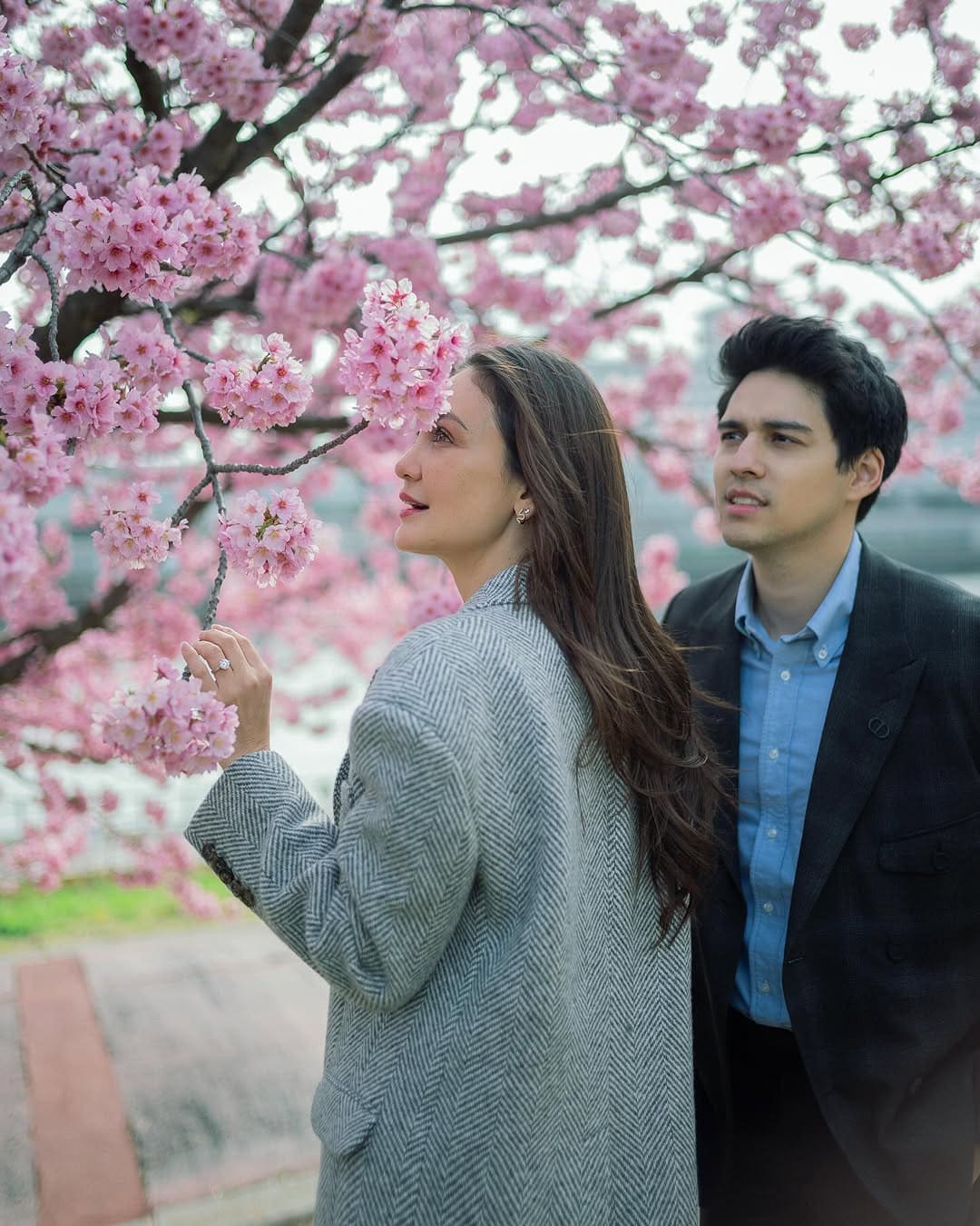 14 Potret Romantis! Luna Maya Dilamar Maxime Bouttier di Bawah Bunga Sakura